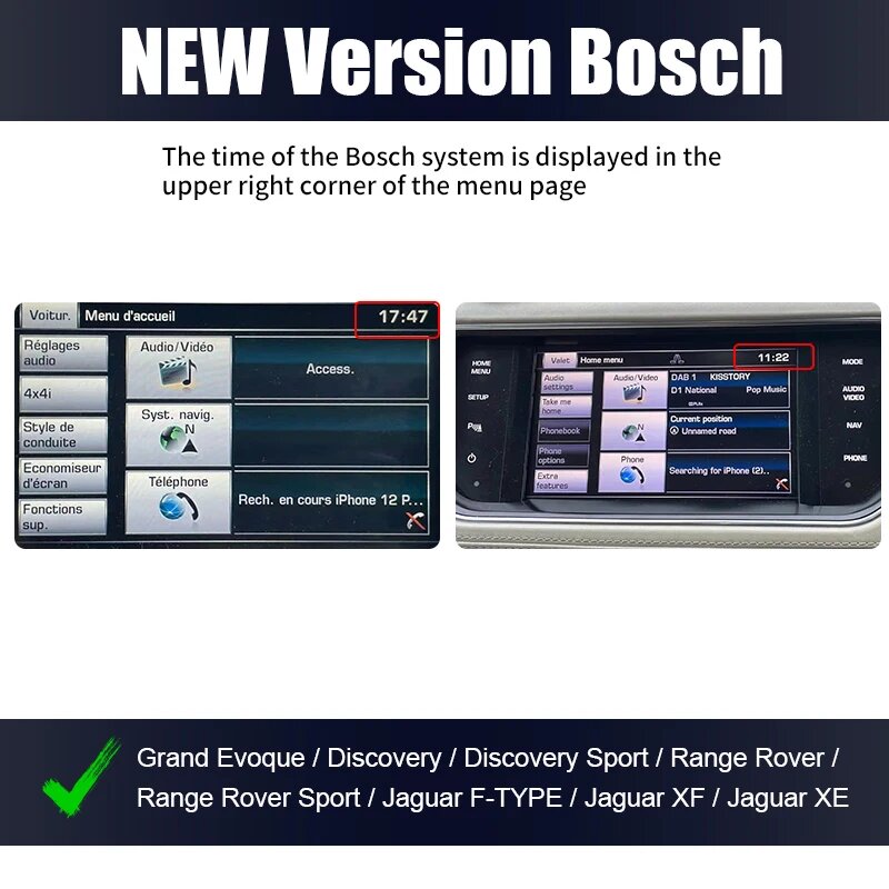 Беспроводной Carplay для Land Rover/Jaguar/Range Rover/Evoque/Discovery 2012-2021, Android Auto, AI Box, мультимедиа, USB, навигация, DSP Bosch With NAV