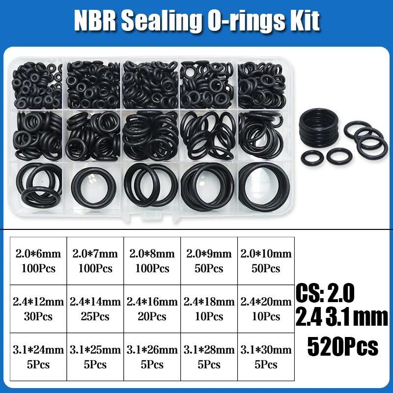 Комплект уплотнительных колец NBR, 520шт, O Ring
