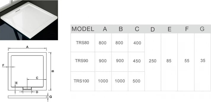 Душевой поддон WeltWasser WW TRS 100 100x100 10000002766