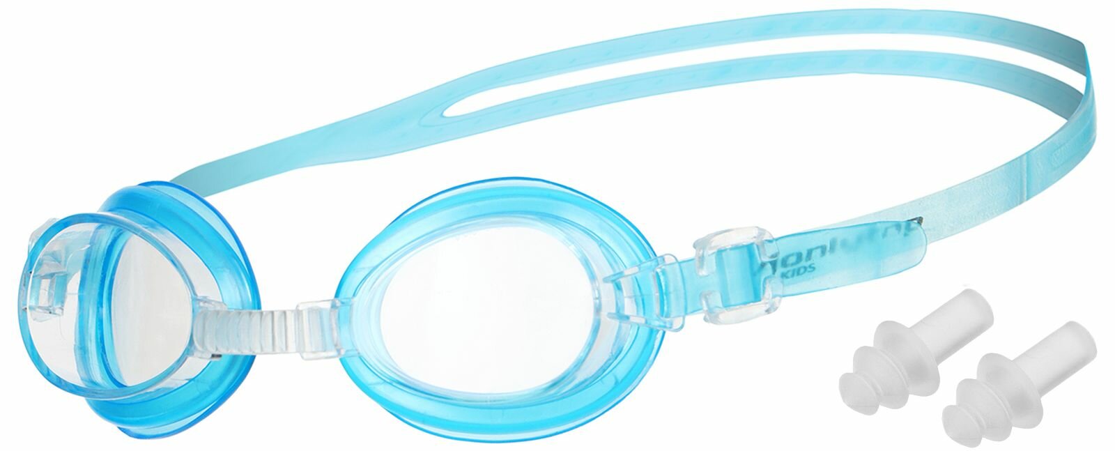 Детские стартовые очки для подводного плавания "На волне. Акула" с берушами для ушей, плавательная маска с регулируемым ремешком для бассейна и ныряния под водой, набор для девочки и мальчика