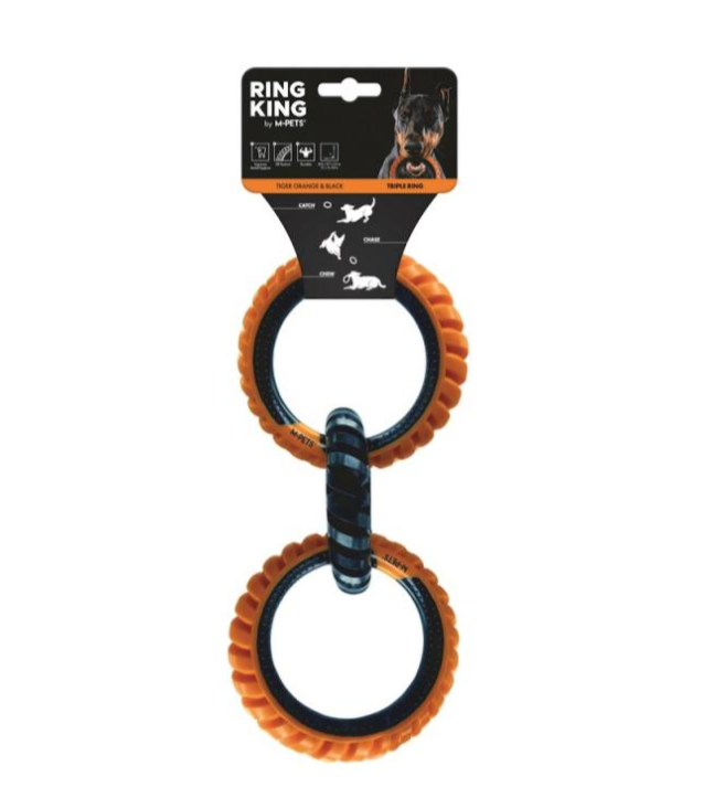 Игрушка д/собак кольцо RING KING тройное черный/оранж M-Pets