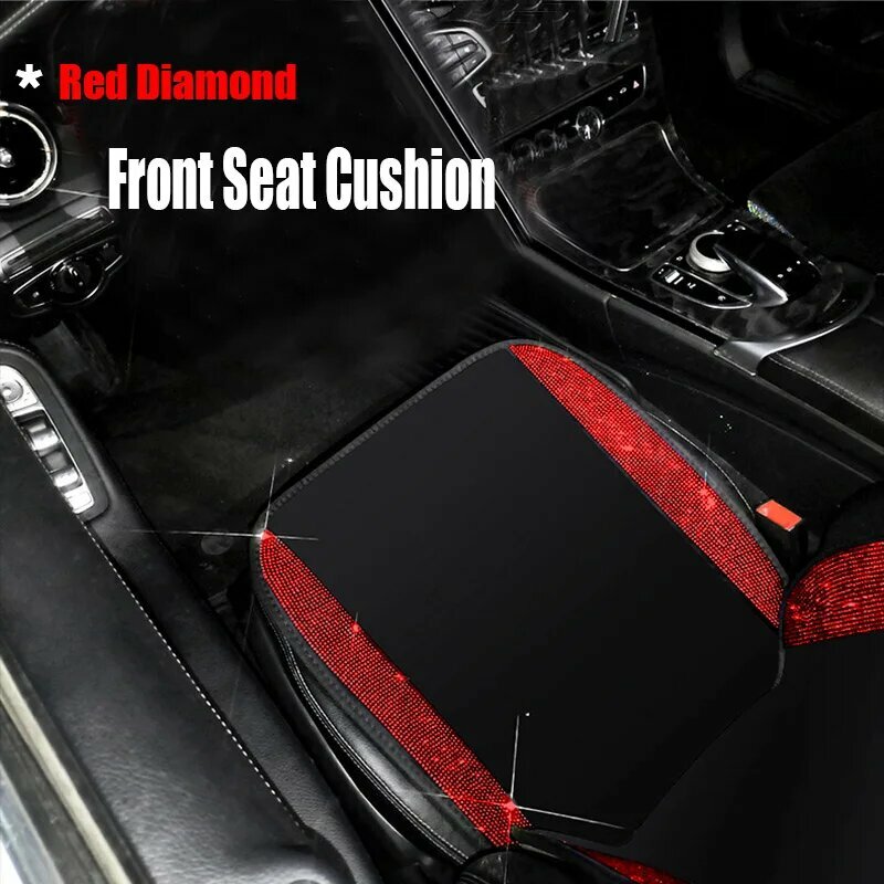 Чехлы на автомобильные сиденья с кристаллами и красными бриллиантами, универсальные автомобильные накладки на подголовник, принадлежности для салона автомобиля, аксессуары для женщин, женский подарок Seat Front Cushion