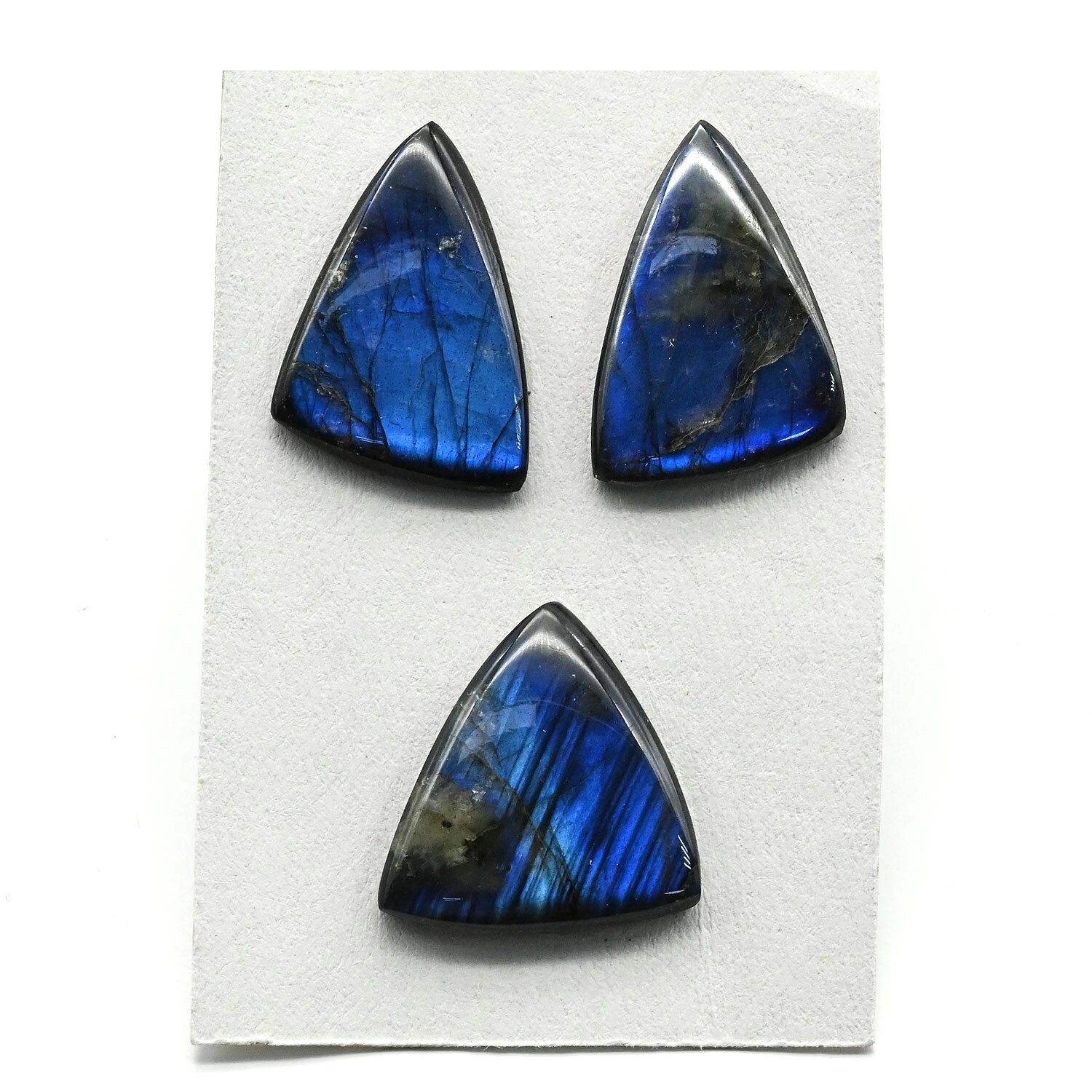 Кабошоны из камня лабрадор форма грация, комплект тройка