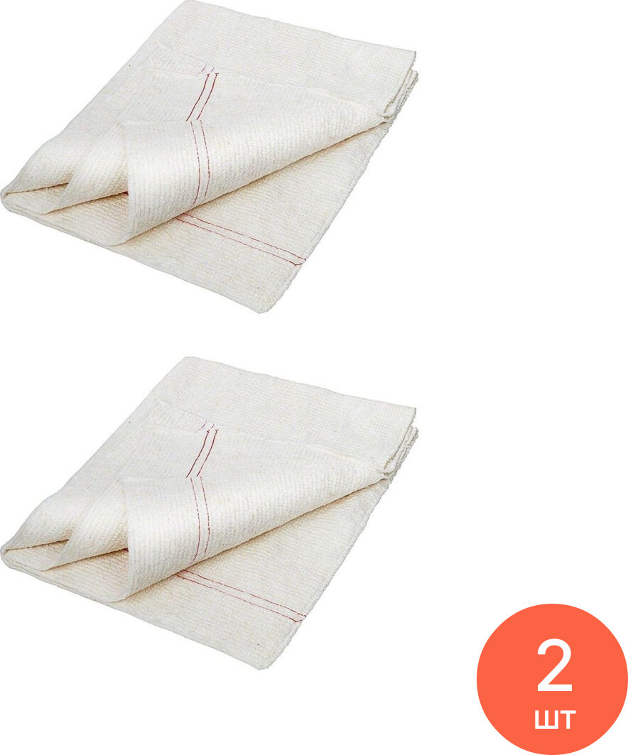 Тряпка для пола Рыжий кот Люкс для всех видов поверхностей, хлопок белый 50×70см / товары для уборки (комплект из 2 шт)