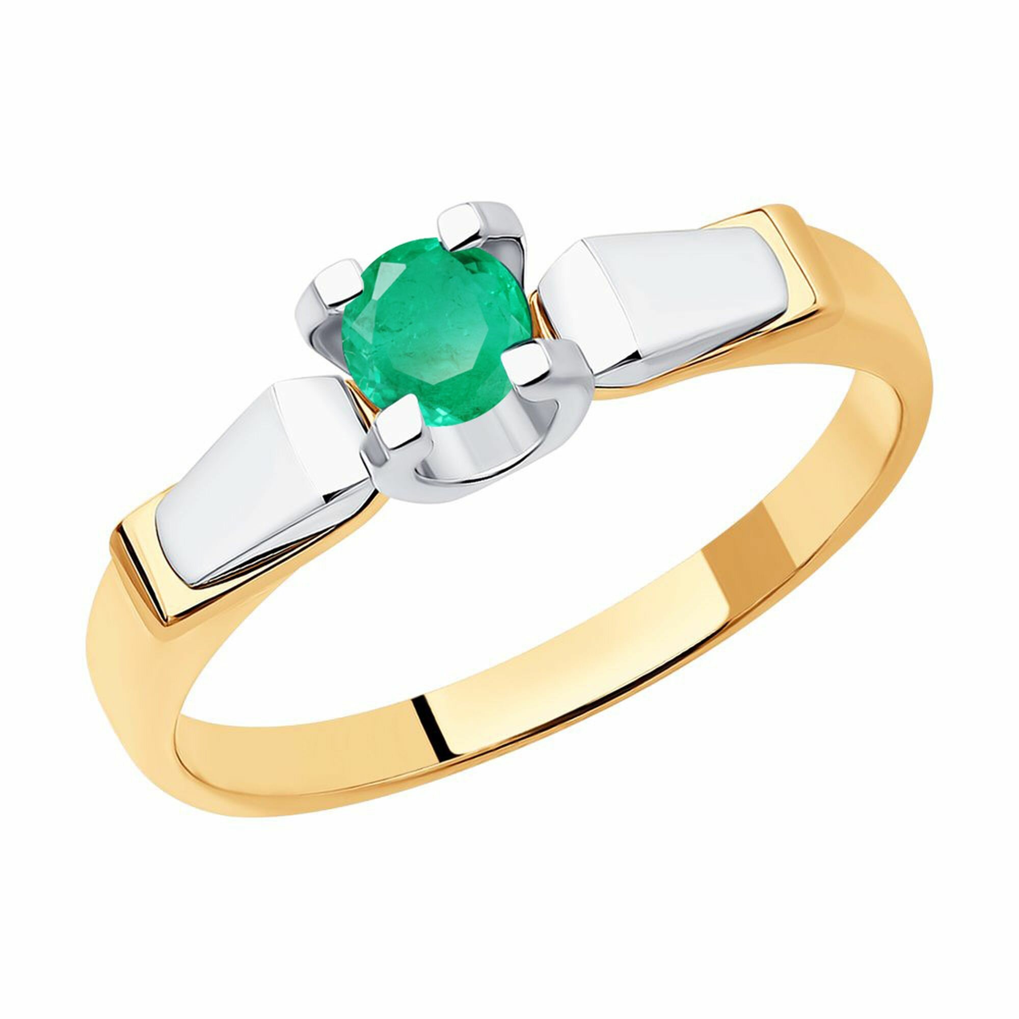 Кольцо, красное золото, 585 проба, изумруд