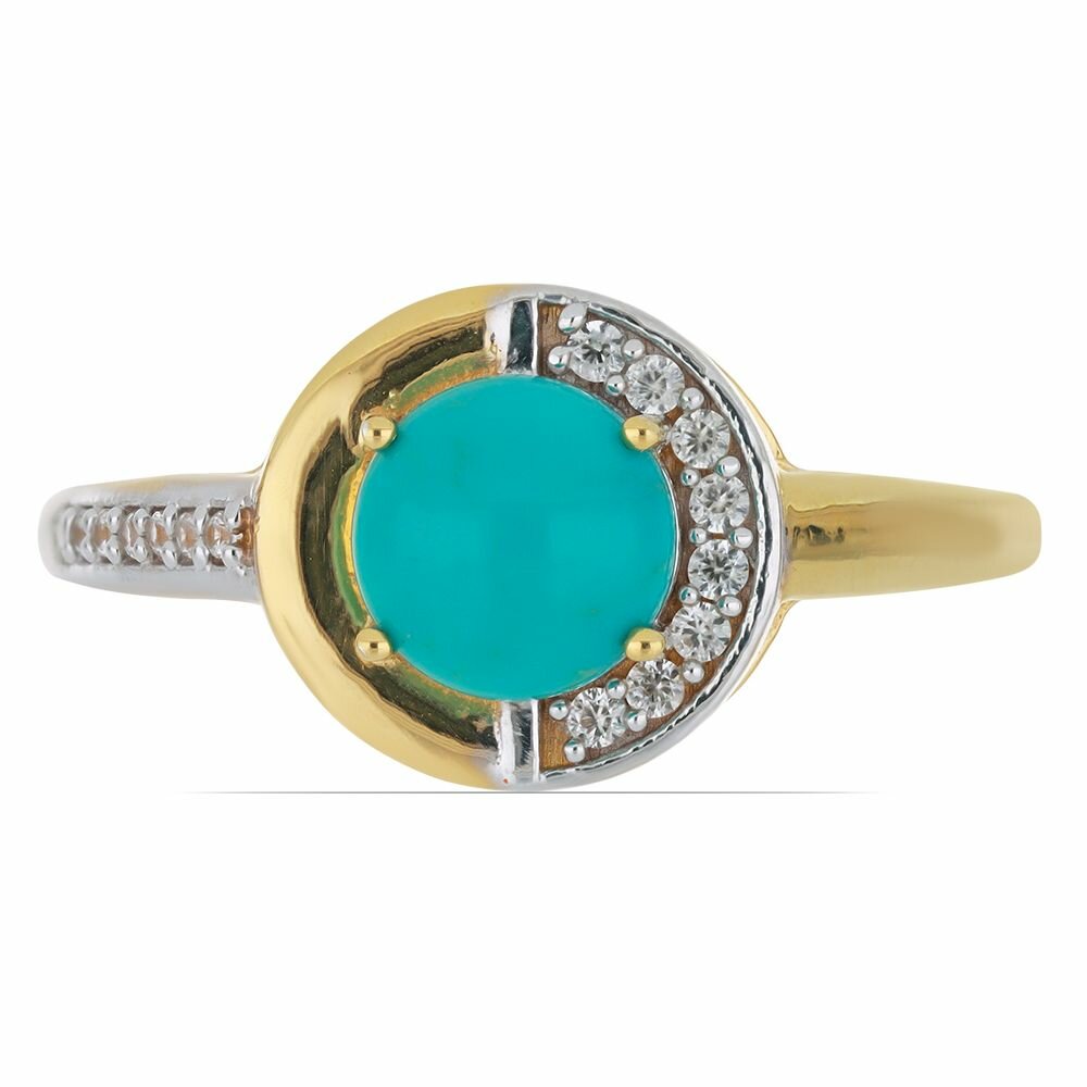 Кольцо, серебро, 925 проба, бирюза, циркон