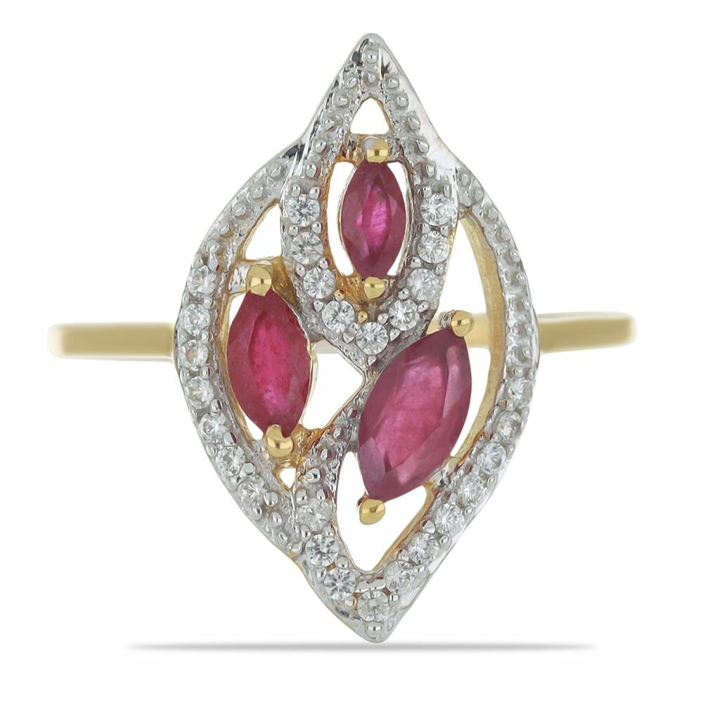 Кольцо, серебро, 925 проба, рубин, циркон