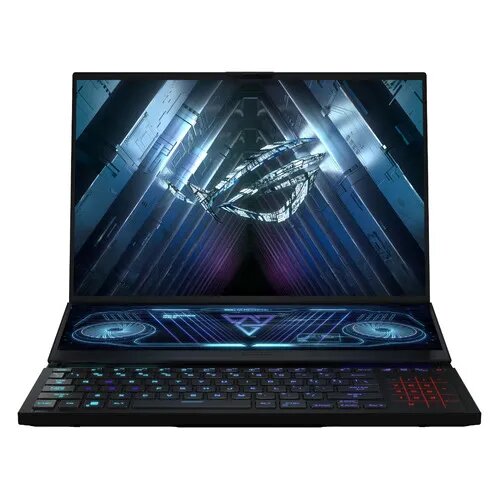 Ноутбук игровой ASUS ROG Zephyrus Duo 16 GX650PY-NM083W 16", 2023, IPS, AMD Ryzen 9 7945HX 2.5ГГц, 16-ядерный, 32ГБ DDR5, 2ТБ SSD, NVIDIA GeForce RTX 4090 для ноутбуков - 16 ГБ, Windows 11 Home, черный [90nr0bi1-m004v0]