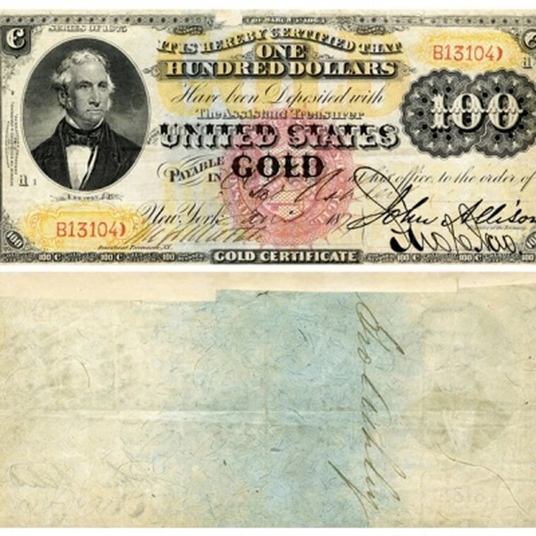 100 долларов 1875 года США, сувенирная копия, банкноты и купюры редкие коллекционные