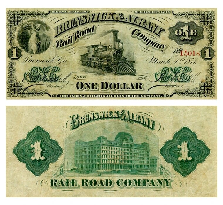 1 доллар 1871 Конфедерация Джорджия, железная дорога США, сувенирная копия, банкноты и купюры редкие коллекционные