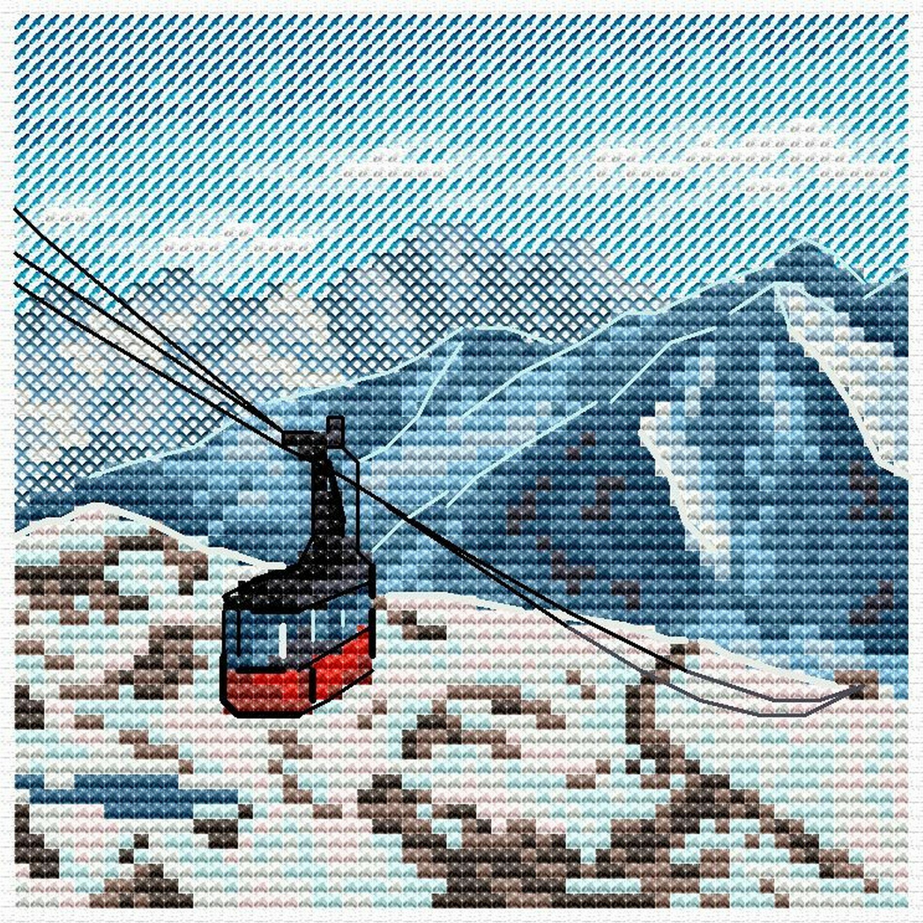 Вышивка Горное путешествие 11x11 см.
