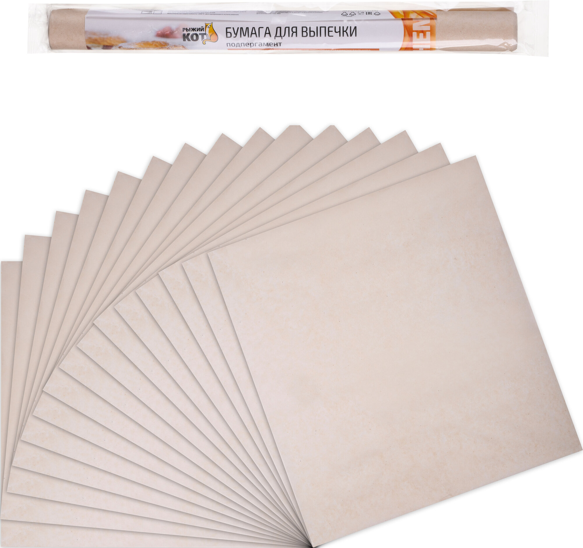 Бумага для выпечки в листах, подпергамент, 16 листов, размер 38*42 см, в ПВХ уп.