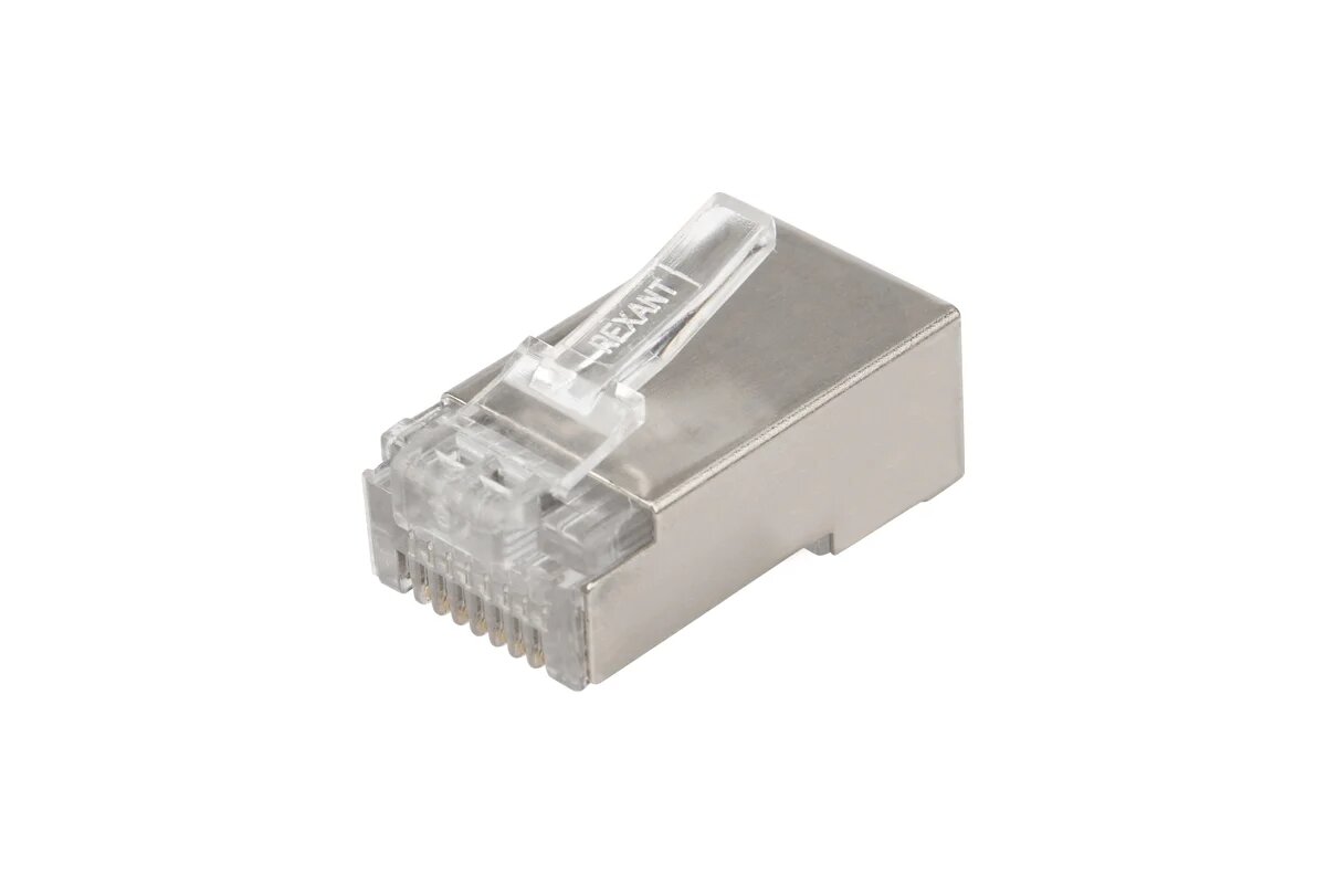 REXANT LAN RJ-45 экранированный штекер 8Р8С для обжима на кабель, 10 шт, 06-0082-A10