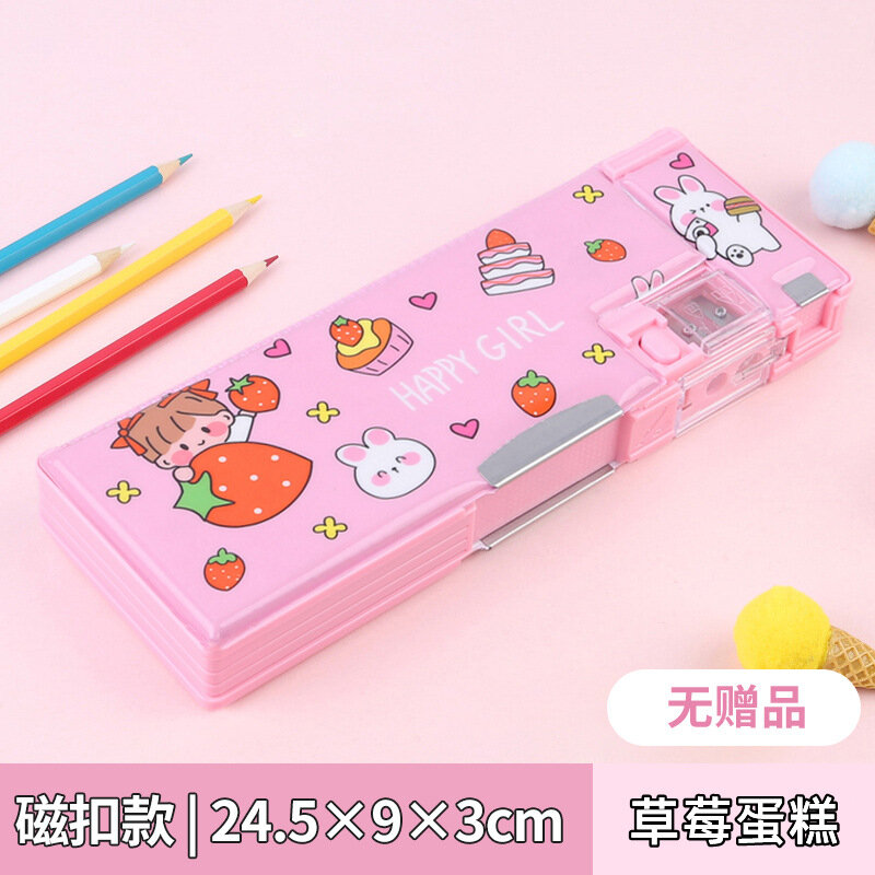 Пенал-трансформер "Клубничный торт", для ручек, двусторонний, черный