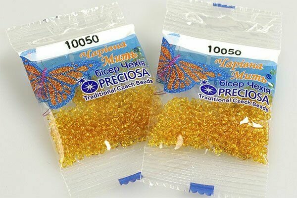 Бисер круглый PRECIOSA оранжевый прозрачный, упаковка 5 г, 10 шт (PR.10050)