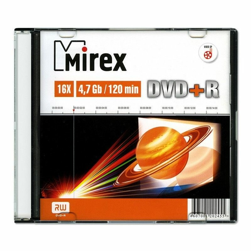 Компакт-диск Mirex DVD-R, 4,7 гб, 16x, Slim box, 1 шт (UL130013A1S)