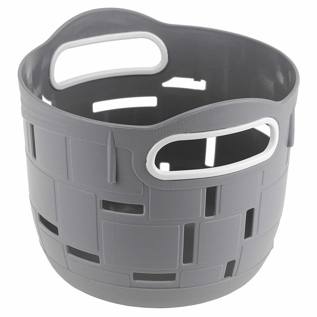 Корзина Домашняя Мода пластмассовая, для хранения, диаметр 18 см, высота 15 см, с ручками, серый