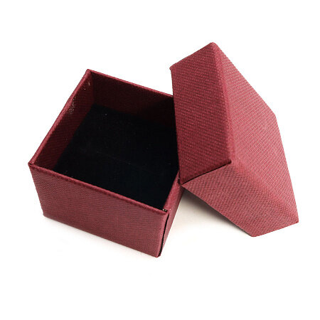 Коробочка подарочная для колец, цвет бордовый (размер 3,8*3,8*3 см.), 1 шт.