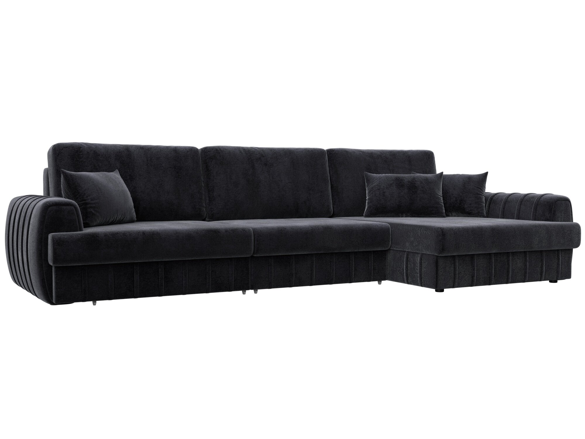 Диван угловой Лига-057 НПБ Лонг угол правый, размер: 336х162см, спальное место: 160х292см, велюр, TOWER 11 темно-серый