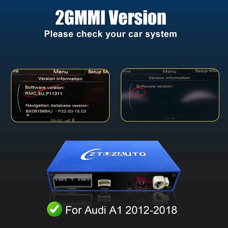 Беспроводной CarPlay для Audi A1 2012-2018 MMI RMC 2G 3G Car Play Android Auto Mirror-Link Модернизированная коробка Поддержка задних/передних камер For A1 2GRMC