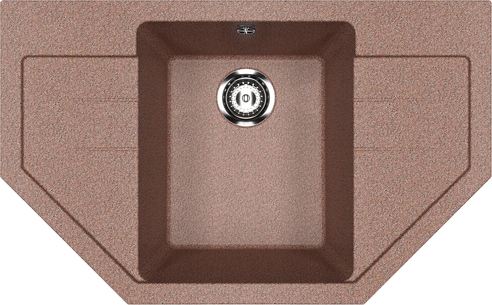 Мойка кухонная Ulgran U-609 -307 угловая, 79x49, мойка для кухни, с крылом, трапеция, коричневая, матовая