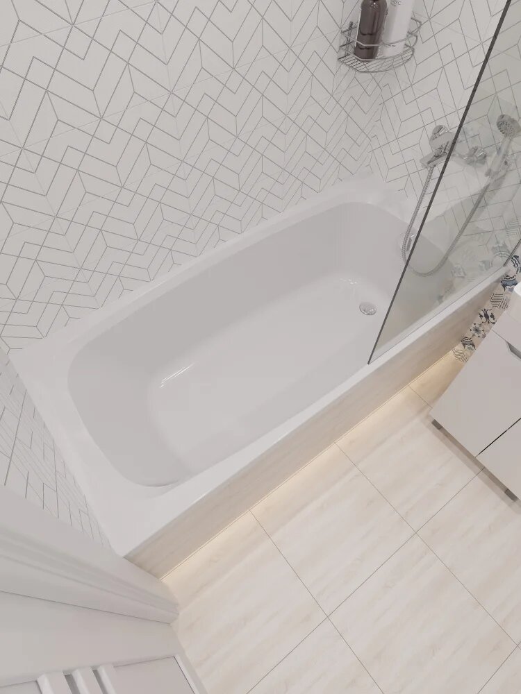 Акриловая ванна DIWO Дмитров без опоры 160x75, с ручками, пристенная, белая, глянцевая, прямоугольная