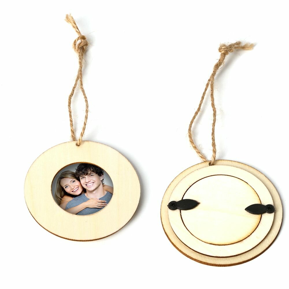 10 шт. мини деревянные круглые фоторамки с веревкой для подвешивания, декор для дома и офиса
