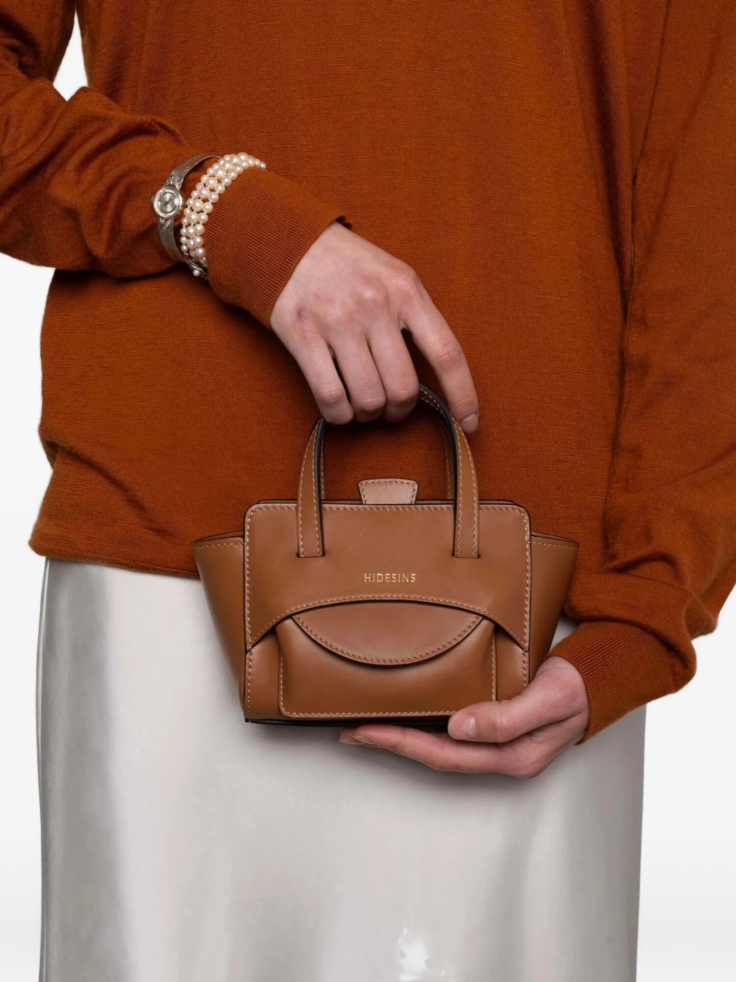 Сумка HIDESINS XS Flap tote bag, коричневый — фото 1