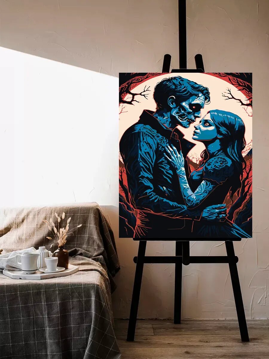 Картина по номерам Скелет Фэнтези Влюбленные Любовь