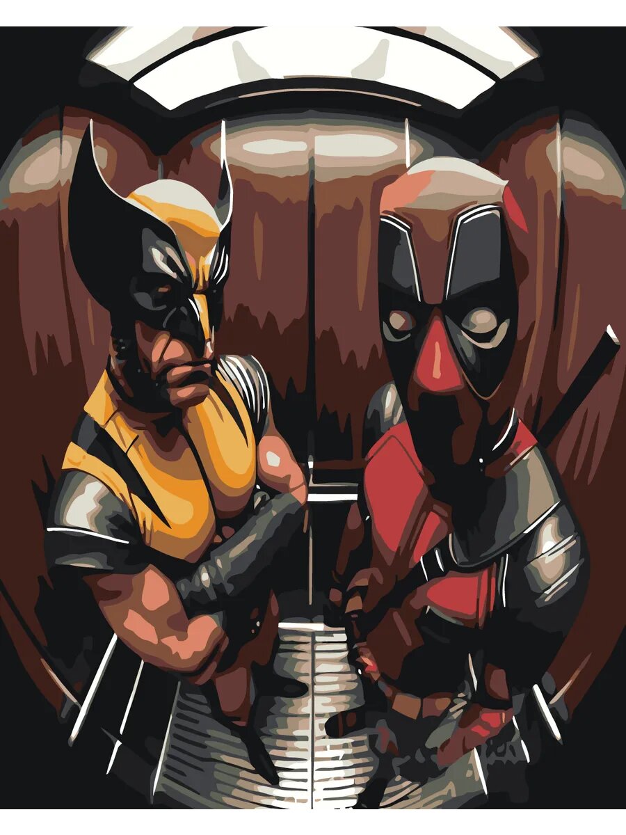 Картина по номерам Росомаха и Дэдпул DC Comics Марвел