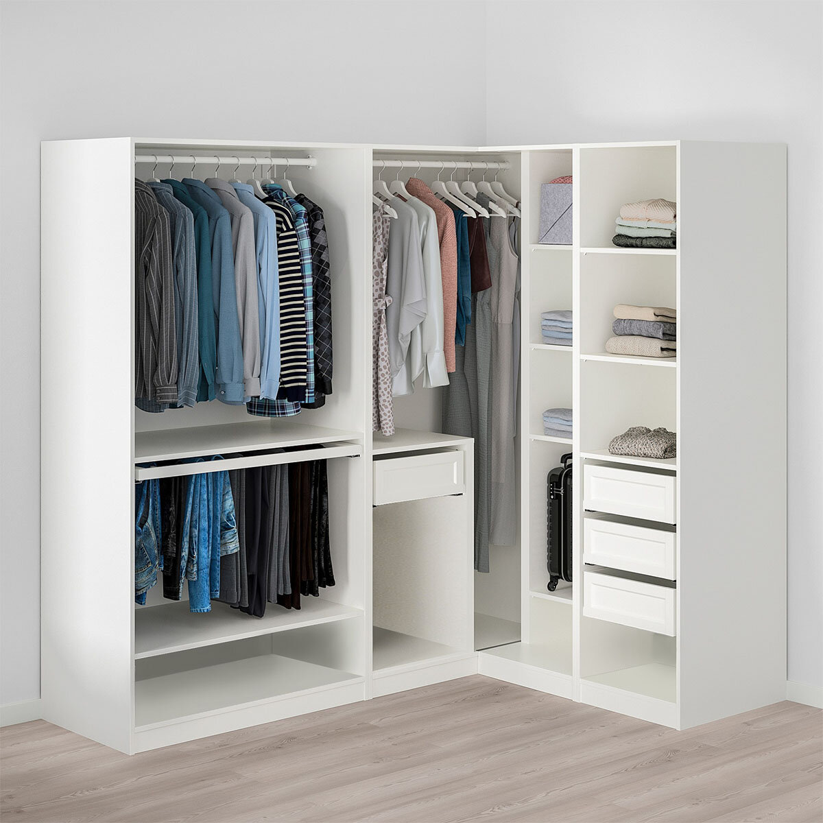 Гардероб Пакс PAX IKEA (угловой), ЛДСП, комбинация с 4 ящиками