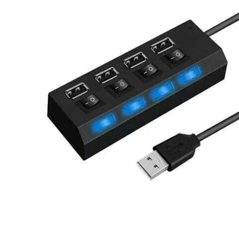 Активный USB-концентратор (Хаб) на 4 порта с дополнительным питанием GSMIN AR-21 на 1x USB 3.0 + 3x USB 2.0 (50 см) (USB 3.0 - AM/MicroBM) (Черный)