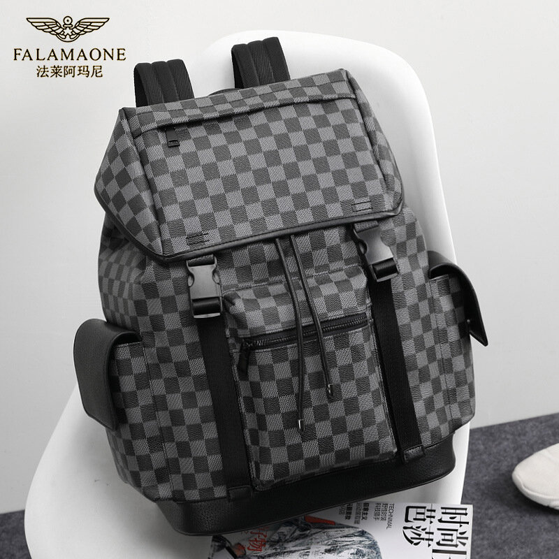 Falai Armani мужской рюкзак в шахматном порядке, модная универсальная мужская сумка для компьютера, большая вместительная дорожная сумка, мужская модная сумка
