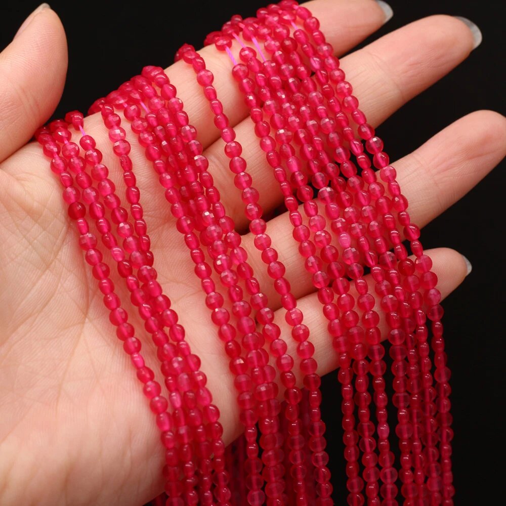 Рубиновый сапфир, бусины 4 мм, 38 см Розовый, Red