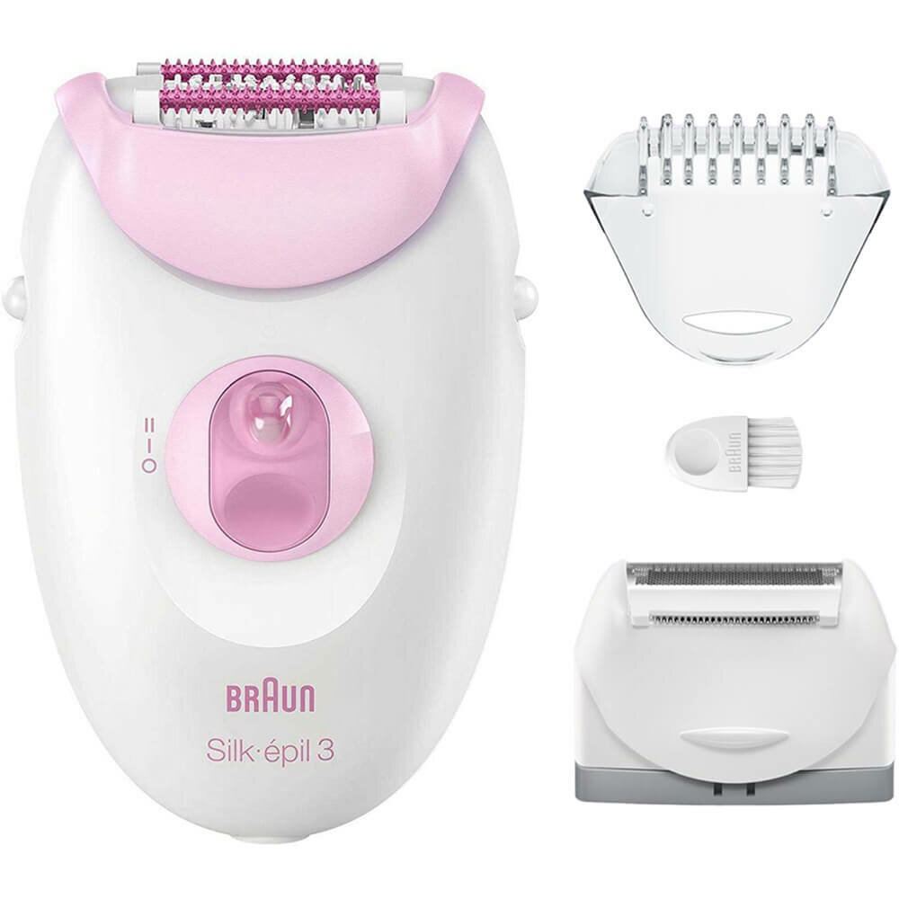 Эпилятор Braun Silk-epil 3 SE3-031, 2 скорости, 20 пинцетов, подсветка Smartlight, 3 насадки, от сети