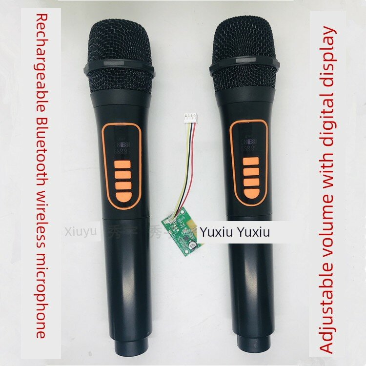 Набор с двумя беспроводными микрофонами и 2,4G Bluetooth приемником, перезаряжаемый для караоке и танцев на площади