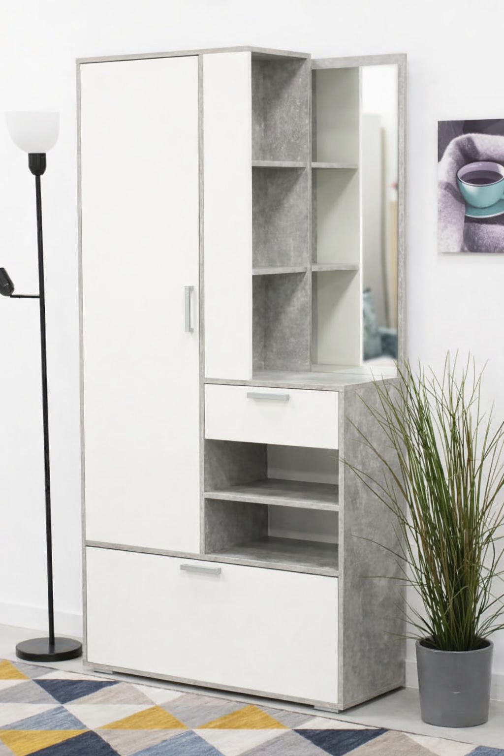 Прихожая Денвер для коридора компактная, 100×195×35 см, ателье светлое / белый