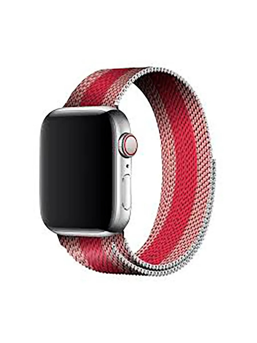Ремешок для Apple Watch Series 42 мм/44 мм Milanese, розовый (красная полоска)