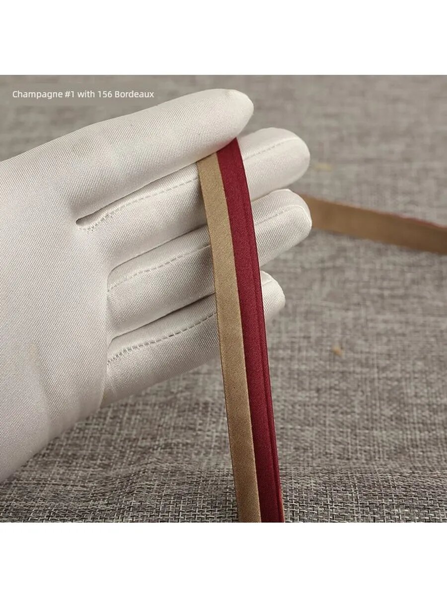 Двухцветная атласная лента (шампань + бордовый, 5 м)