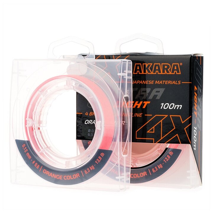Шнур рыболовный плетеный Akara Ultra Light Orange 100 м 0,12