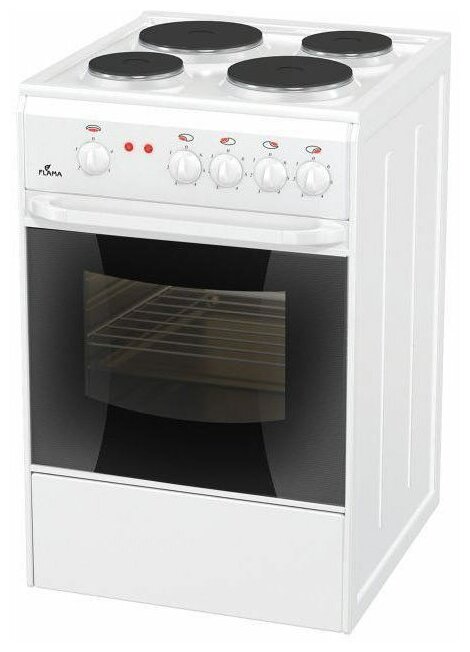 Плита Flama AE 1406 W, эмалированная, 4 конфорки, 50 л, белая