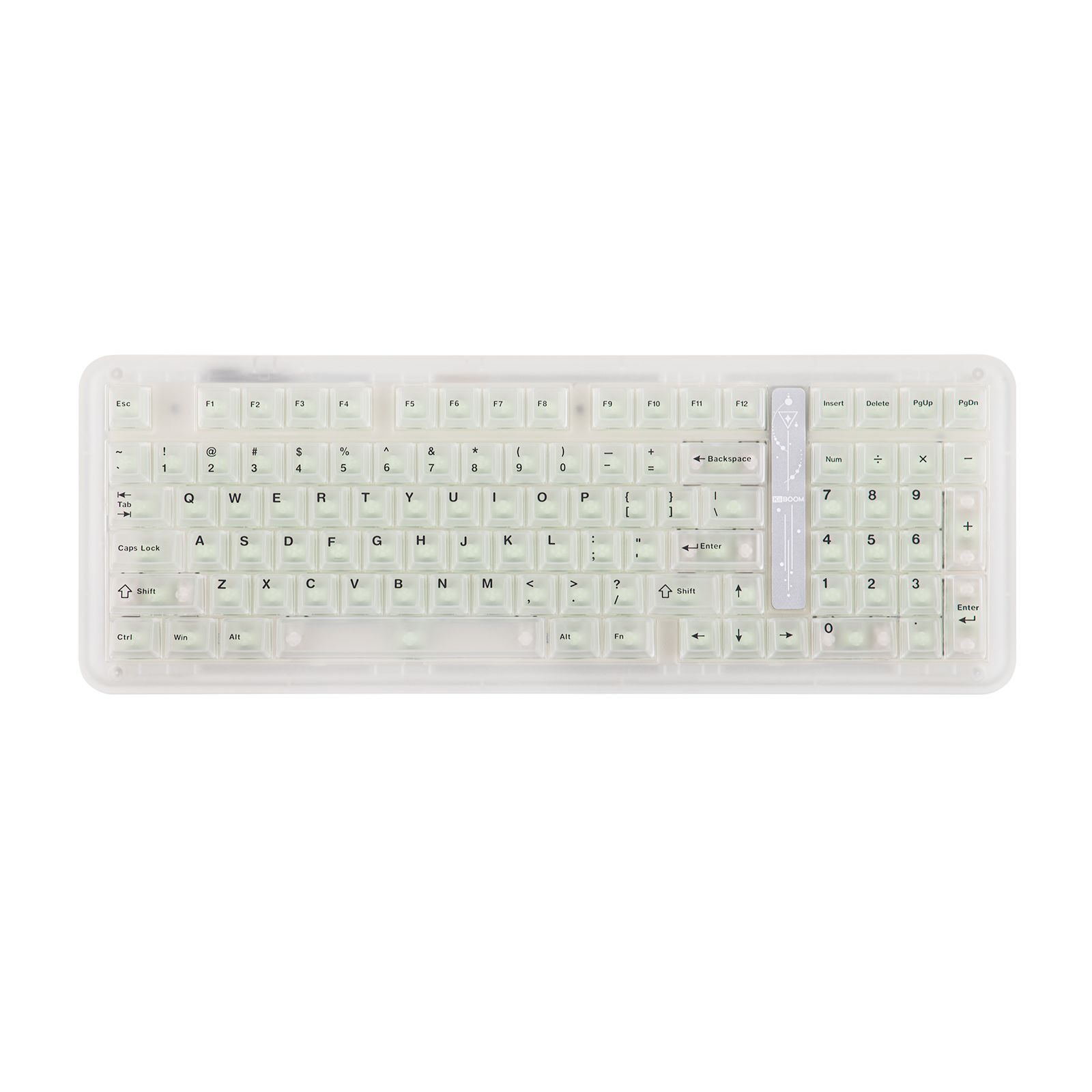 KiiBOOM Игровая клавиатура беспроводная KiiBOOM Phantom98 Lite US Version-Clear, (KiiBOOM Mossy Switch), Английская раскладка, прозрачный