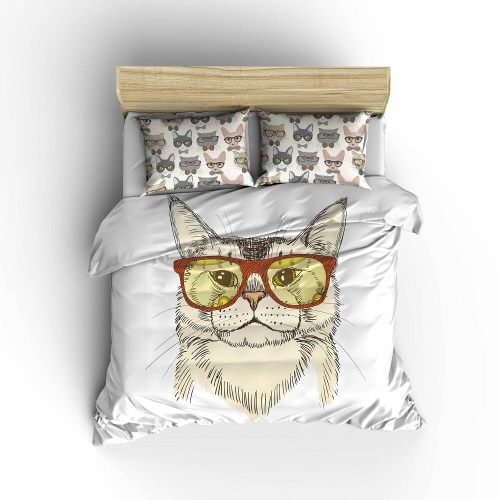 Арт комплект постельного белья Важный кот Семейный, 70/70