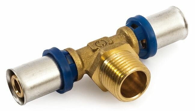 Тройник 16-1/2"-16, General Fittings 5S00, 11, пресс-резьба, нар, латунь