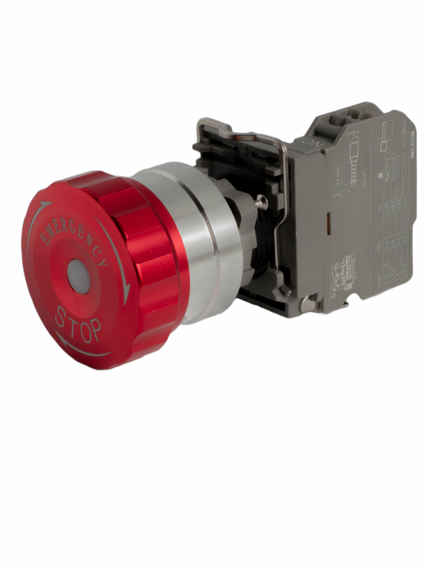 Аварийная грибовидная кнопка, металл, с держателем, 1NC, push-in, 22мм