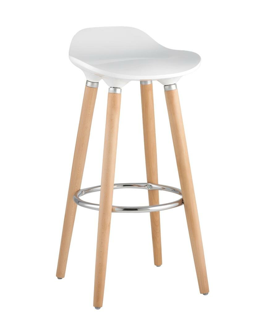 Stool Group Стул барный Модерн белый, сиденье из ABS, деревянный каркас, хромированная подставка, 81*39*39 см, арт. УТ000002121