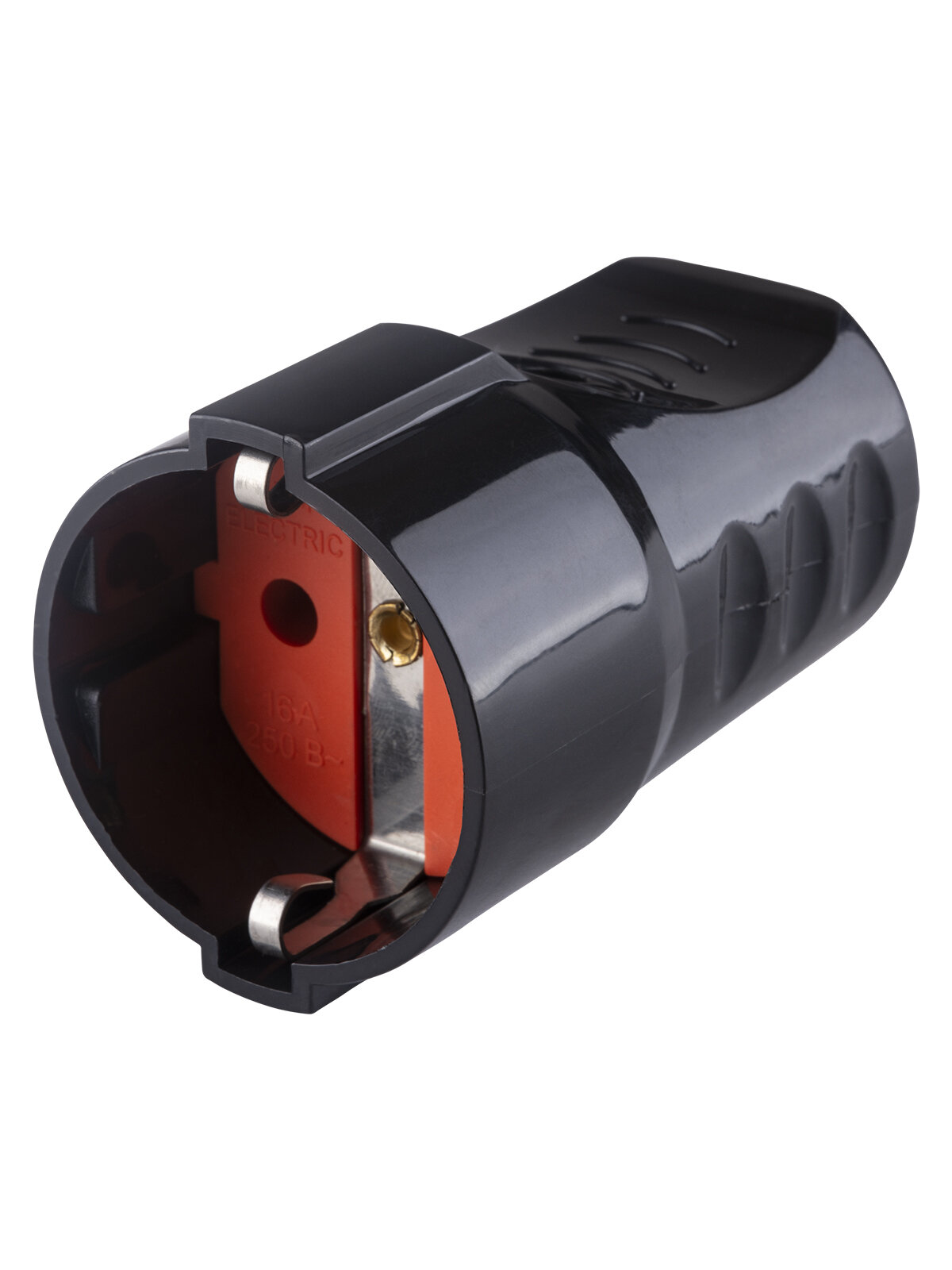 Кабельная розетка рифленая 2п+з 16а 250b черная tdm