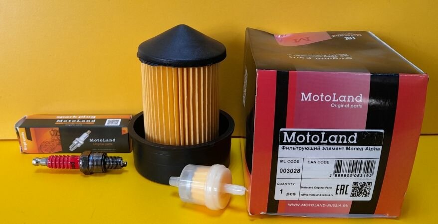 Набор ТО для 4-х тактного мопеда ALPHA (Фильтр воздушный, фильтр топливный, свеча A7TC)