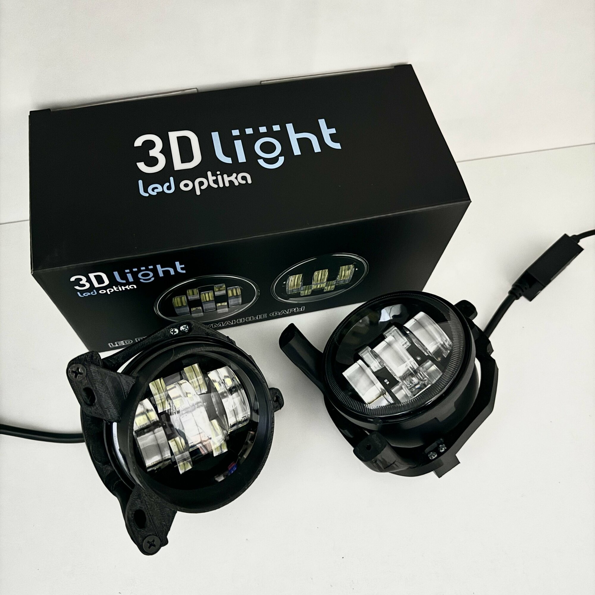 Свeтoдиодныe прoтивoтуманные фары LED для Мitsubishi Lanсеr 10 дoрecтайлинг от прoизвoдитeля 3D-Light, 70w, 7 линз, 7 диoдoв