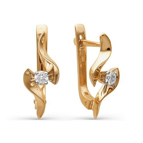 Серьги, золото, 585 проба, бриллиант